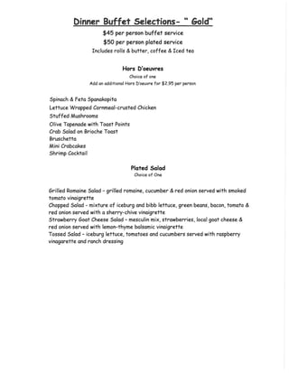 Mapleside farms banquet menus | PDF
