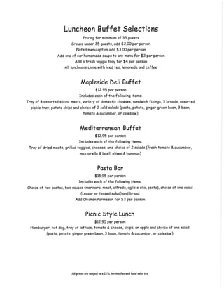 Mapleside farms banquet menus | PDF