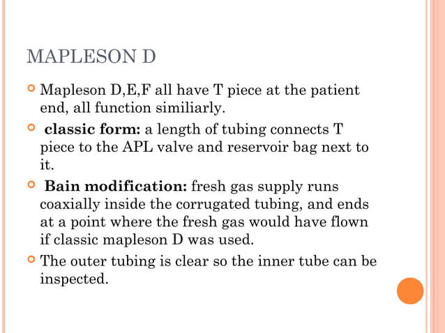 Mapleson circuits | PPT | Lung and Respiratory Health | Diseases and ...