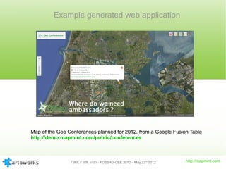 MapMint FOSS4G-CEE 2012 Presentation | ODP | Web Development | Internet
