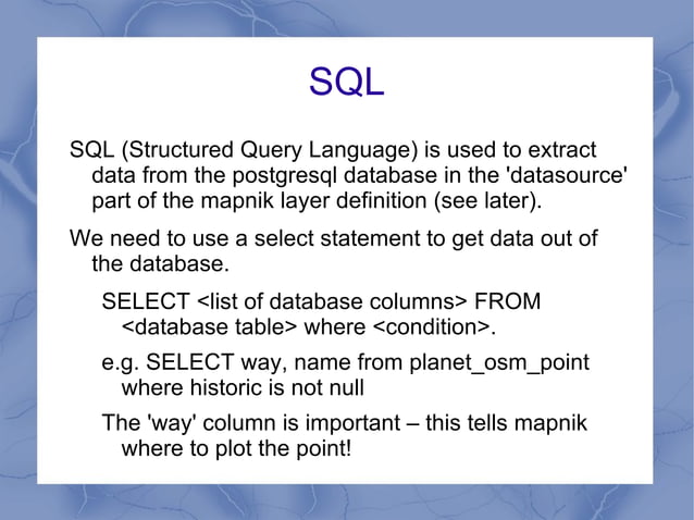 Rendering OpenStreetMap Data using Mapnik | PPT