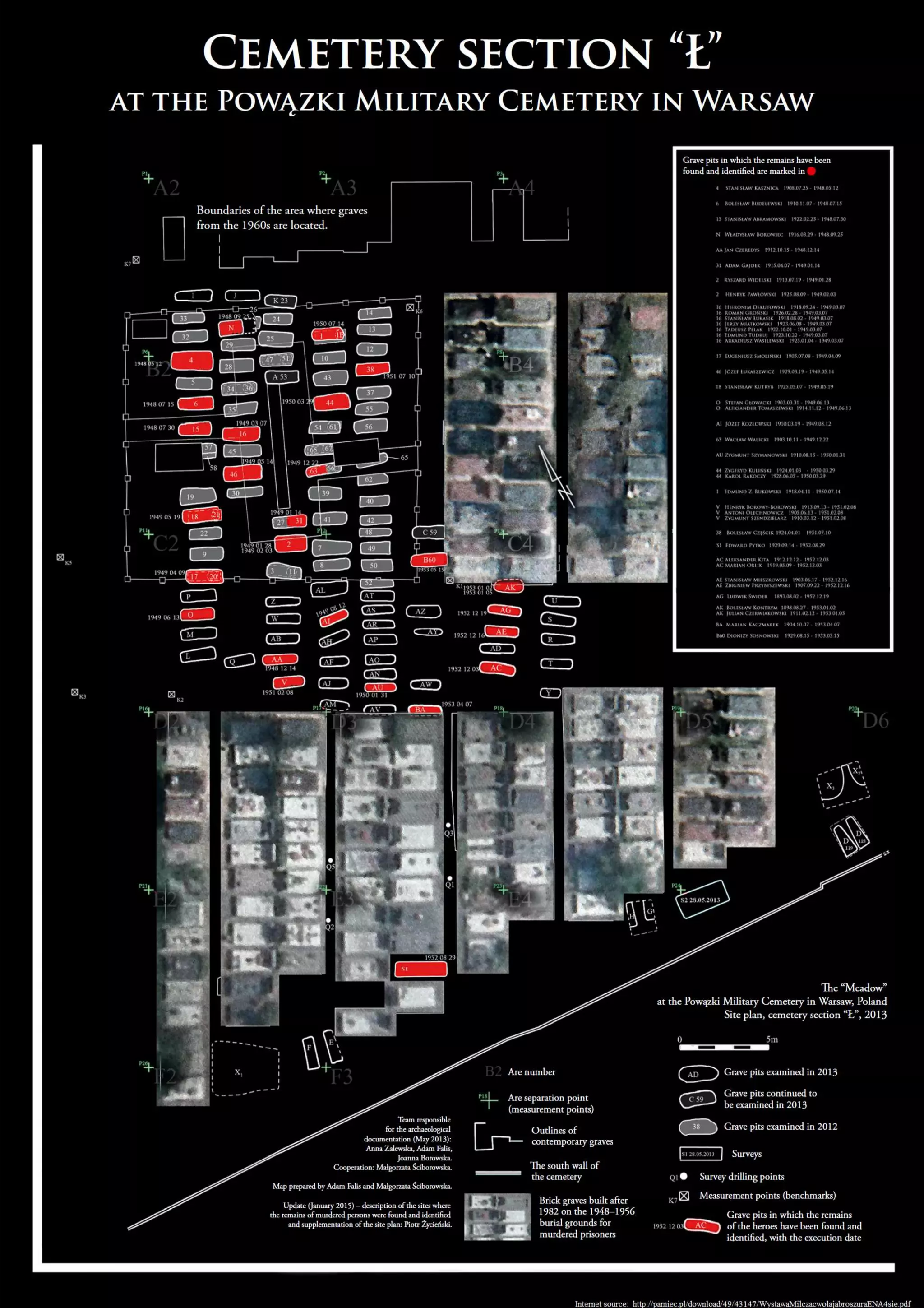Map of Cemetery section "Ł" at the Powązki Military Cemetery in Warsaw ...