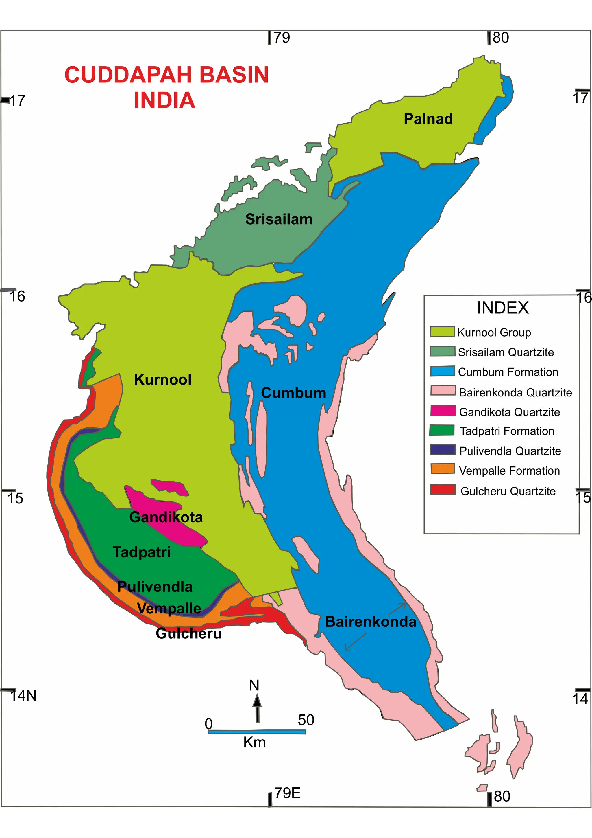 MAP OF CUDDAPAH Cuddapah Basin Map with all the formations.pdf