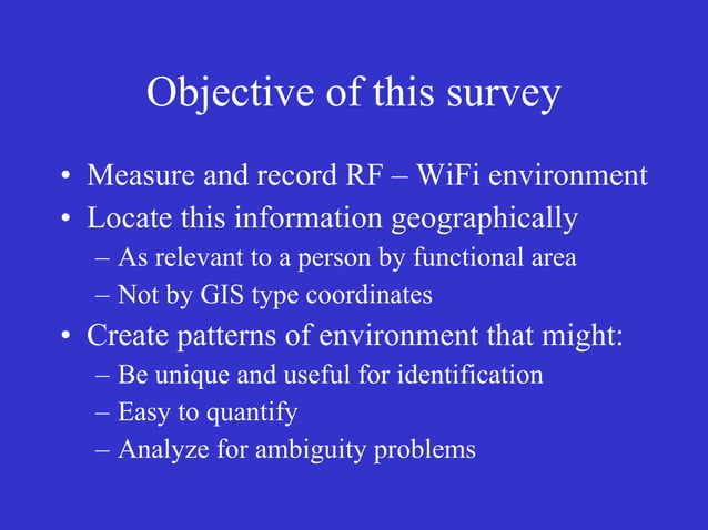 WiFi RF survey Eastern Campus | PPT