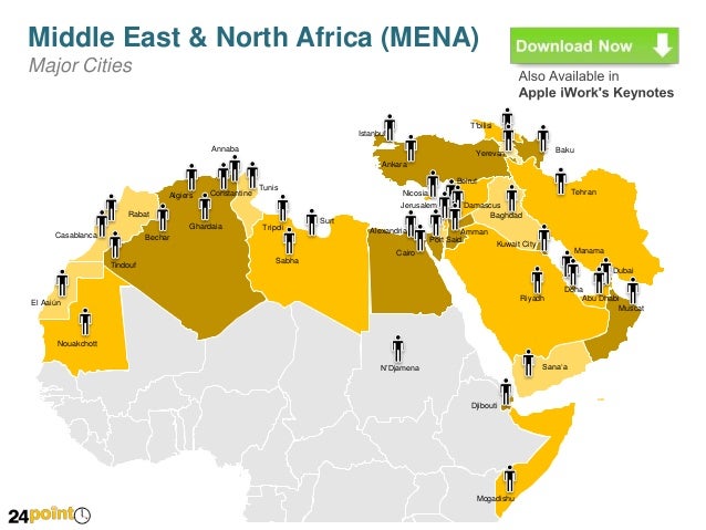 Map of Middle East and North Africa (MENA) - Editable PowerPoint Slid…