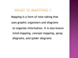 Mapping used in note-taking | PPTX | Educational Assessment | Education