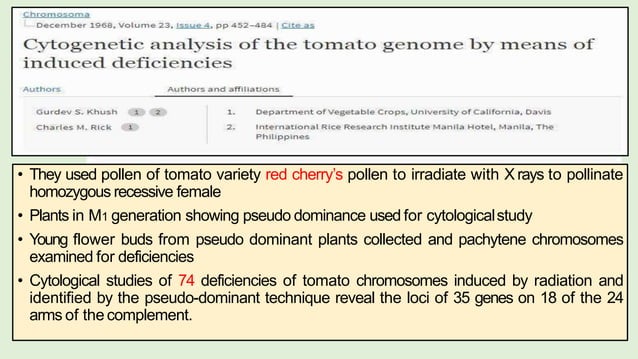 Location and mapping of chromosomes using conventional and cytological ...