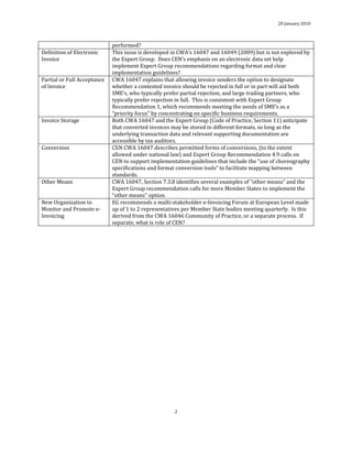 Mapping Between The Recommendations Of The Expert Group Of The Commission And The Workshop On E ...