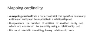 Mapping cardinality (cardinality constraint) in ER MODEL | PPTX