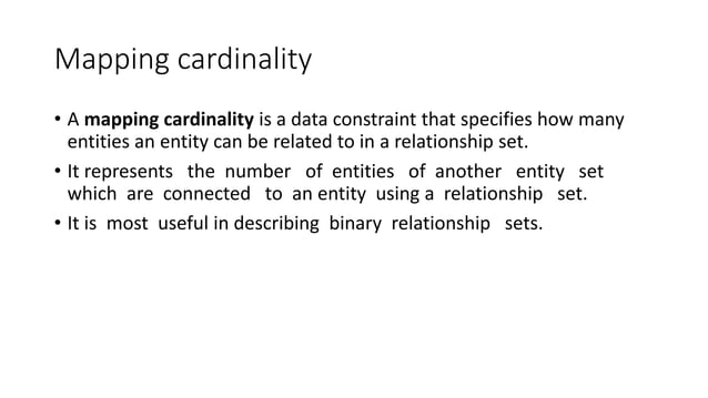 Mapping cardinality (cardinality constraint) in ER MODEL | PPTX | Databases | Computer Software ...