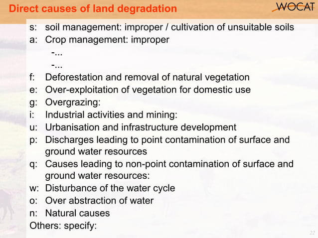 WOCAT Questionnaire for Mapping Land Degradation and Sustainable Land ...