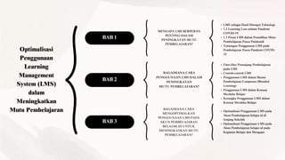 Mapping optimalisasi penggunaan Learning Management System | PDF