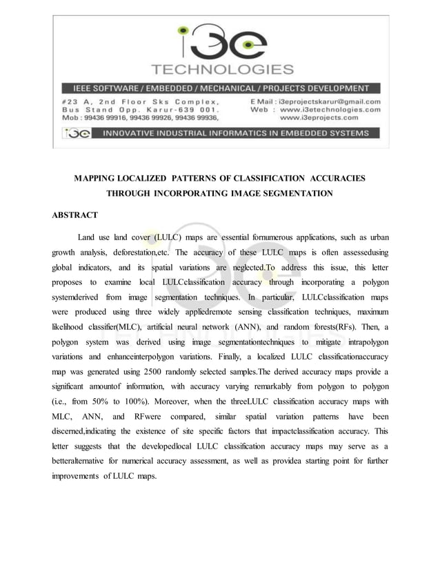 Mapping localized patterns of classification accuracies through ...