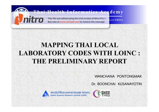 Mapping LOINC with thai local code | PDF