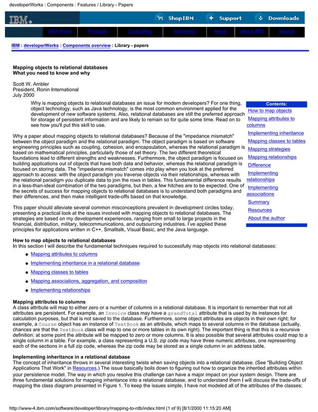 Mapping Objects To Relational Databases Pdf