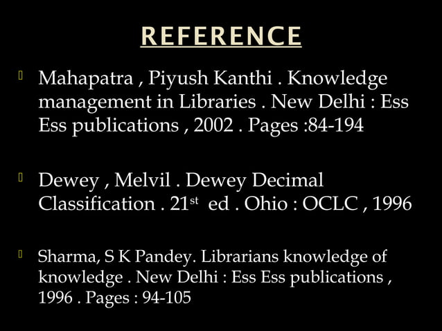 Mapping of Knowledge in Dewey Decimal PP | PPT