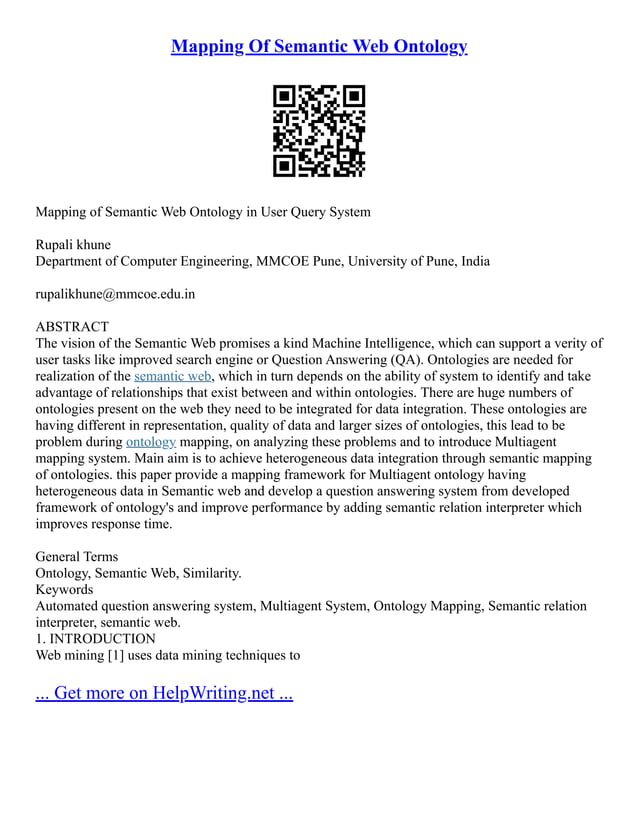 Mapping Of Semantic Web Ontology | PDF