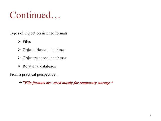 Mapping Problem Domain Objects to Object-Persistence Formats(OOAD) | PPTX | Databases | Computer ...