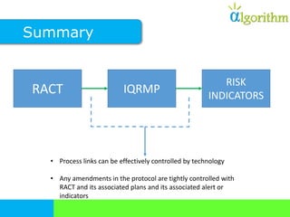 Mapping protocol level risks to visual indicators and thresholds at the ...