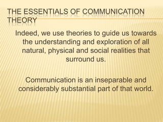 Mapping the territory of Communication Theory | PPTX