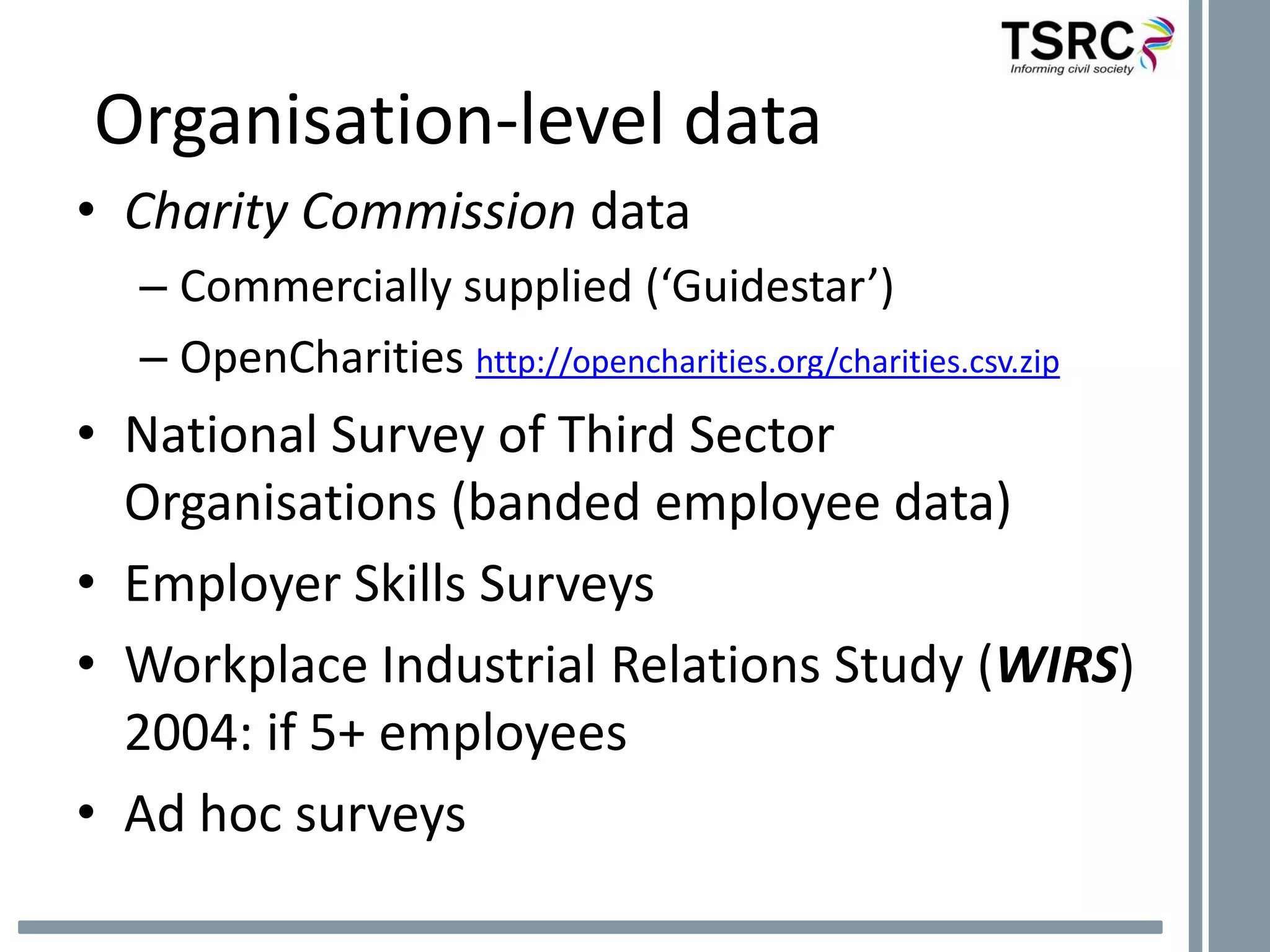 Mapping what we know about the third sector, steve mc kay | PPTX