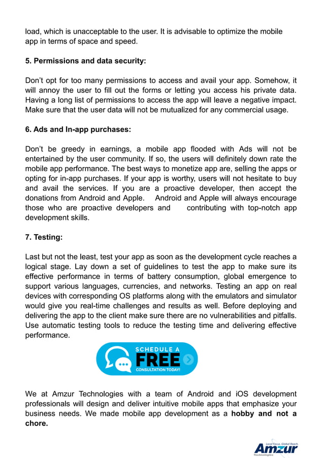 Top 7 best practices to build a Great Mobile App | PDF