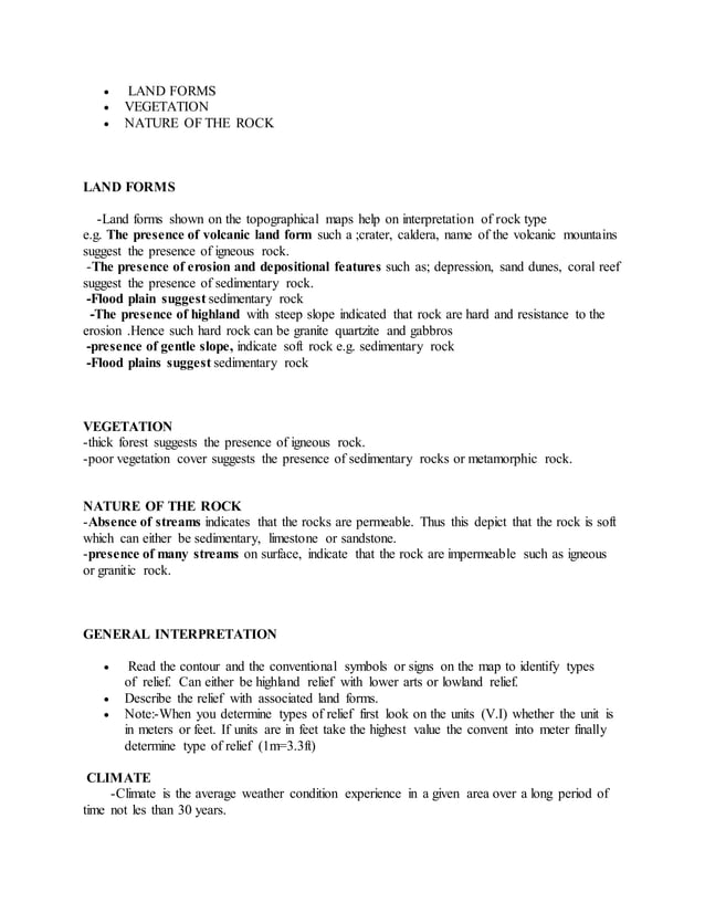 Map reading and interpretation | DOCX | Geography | Science