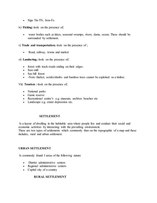 Map reading and interpretation | DOCX | Geography | Science
