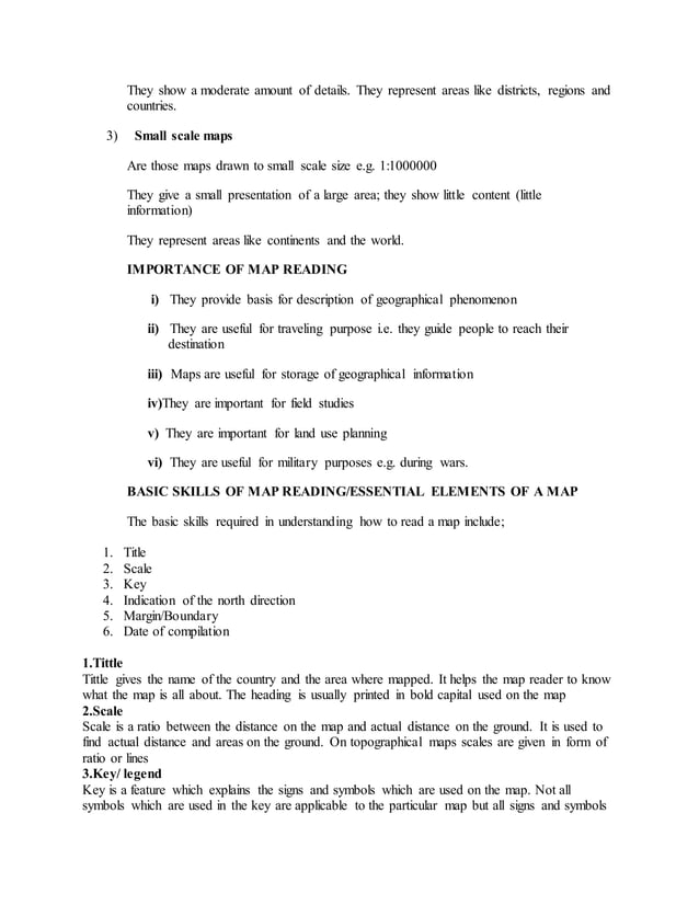 Map reading and interpretation | DOCX | Geography | Science