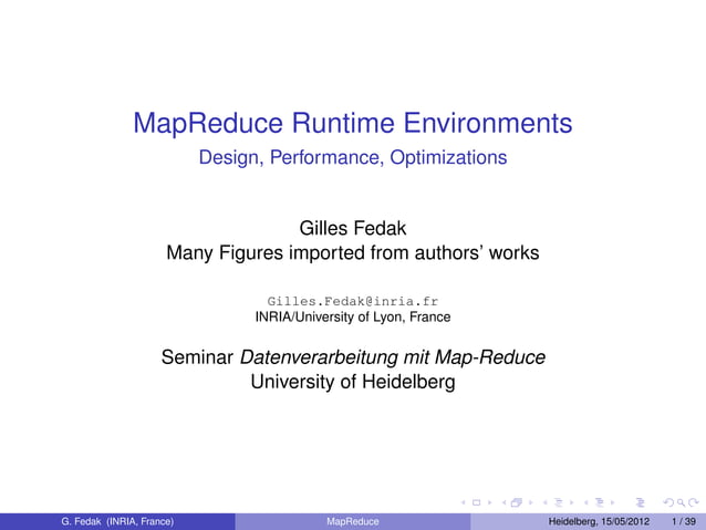 Mapreduce Runtime Environments Design Performance Optimizations Ppt