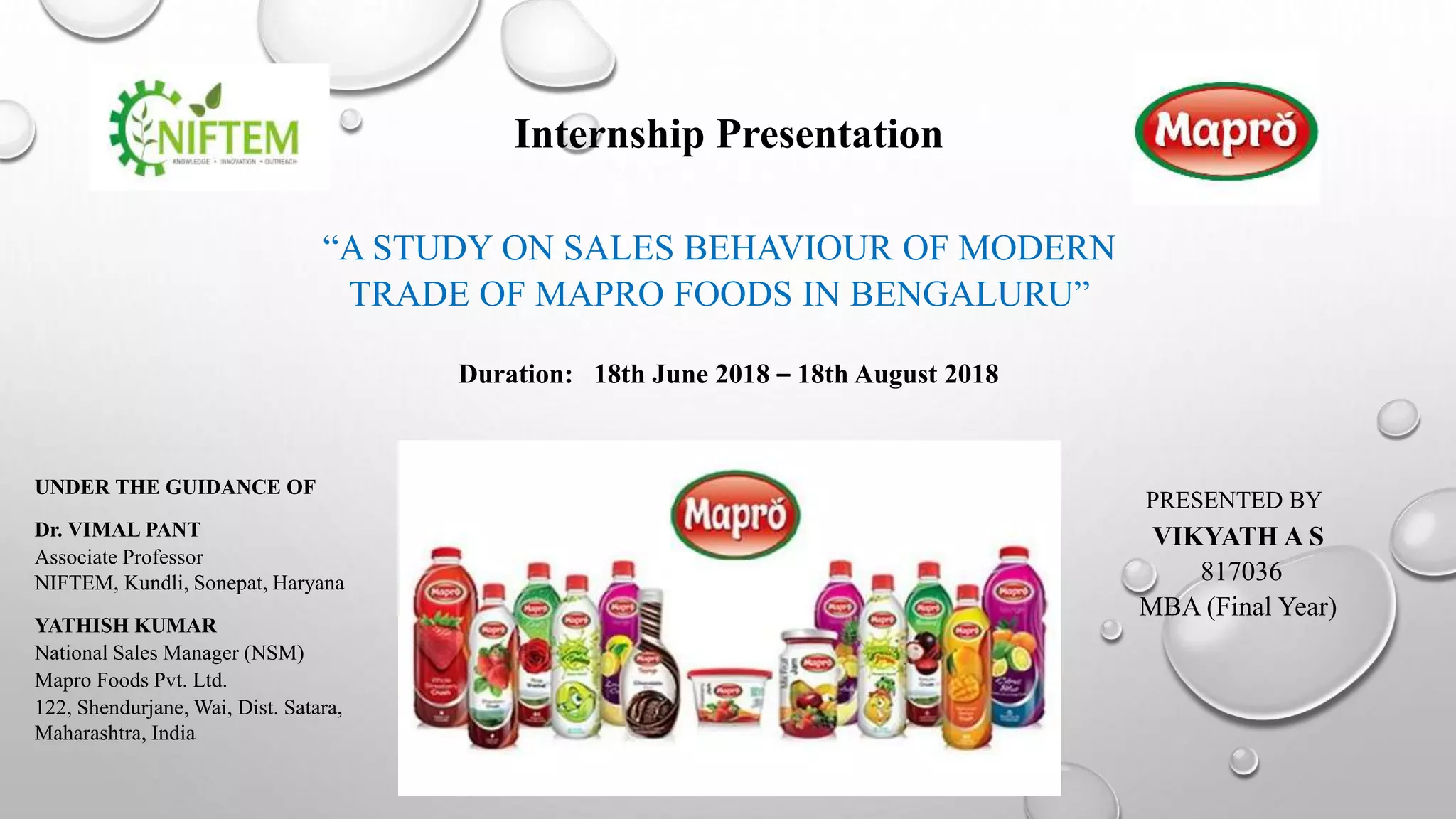 Mapro Foods Internship PPT | PPTX