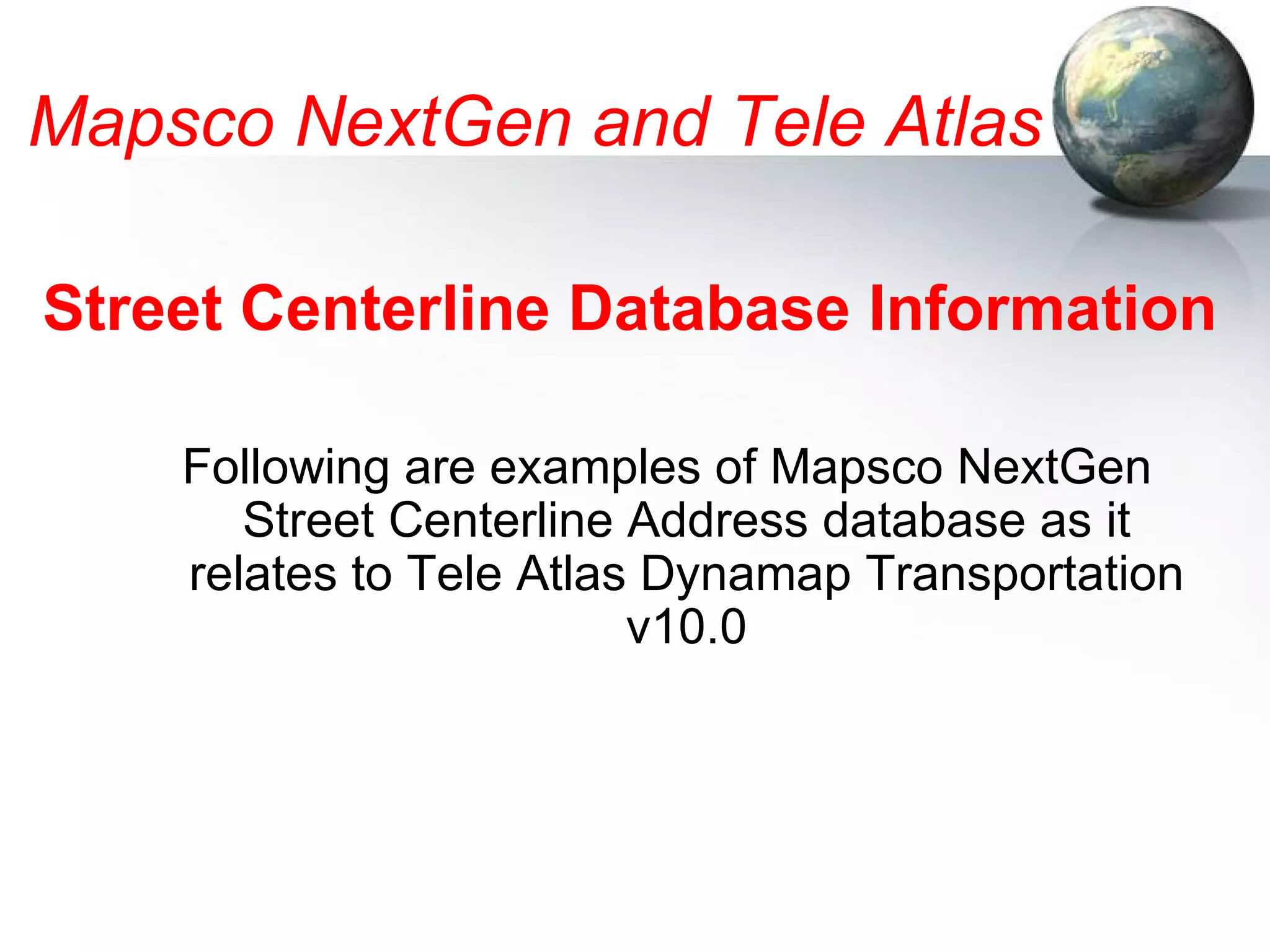 Mapsco NextGen Proposal and GIS/GPS/Cellular Technology Convergence | PPT