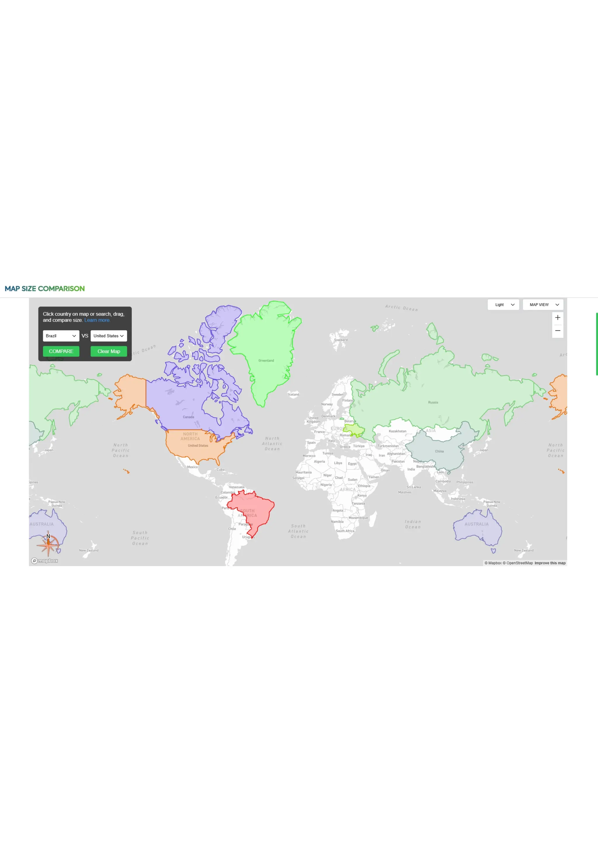 Compare country size online with MapSizeComparison tool | PDF