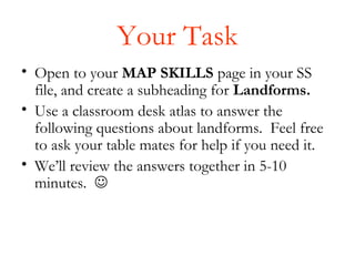 Map skills 3 -Landforms | PPT