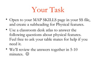 Map skills 3 -physical feaures | PPT