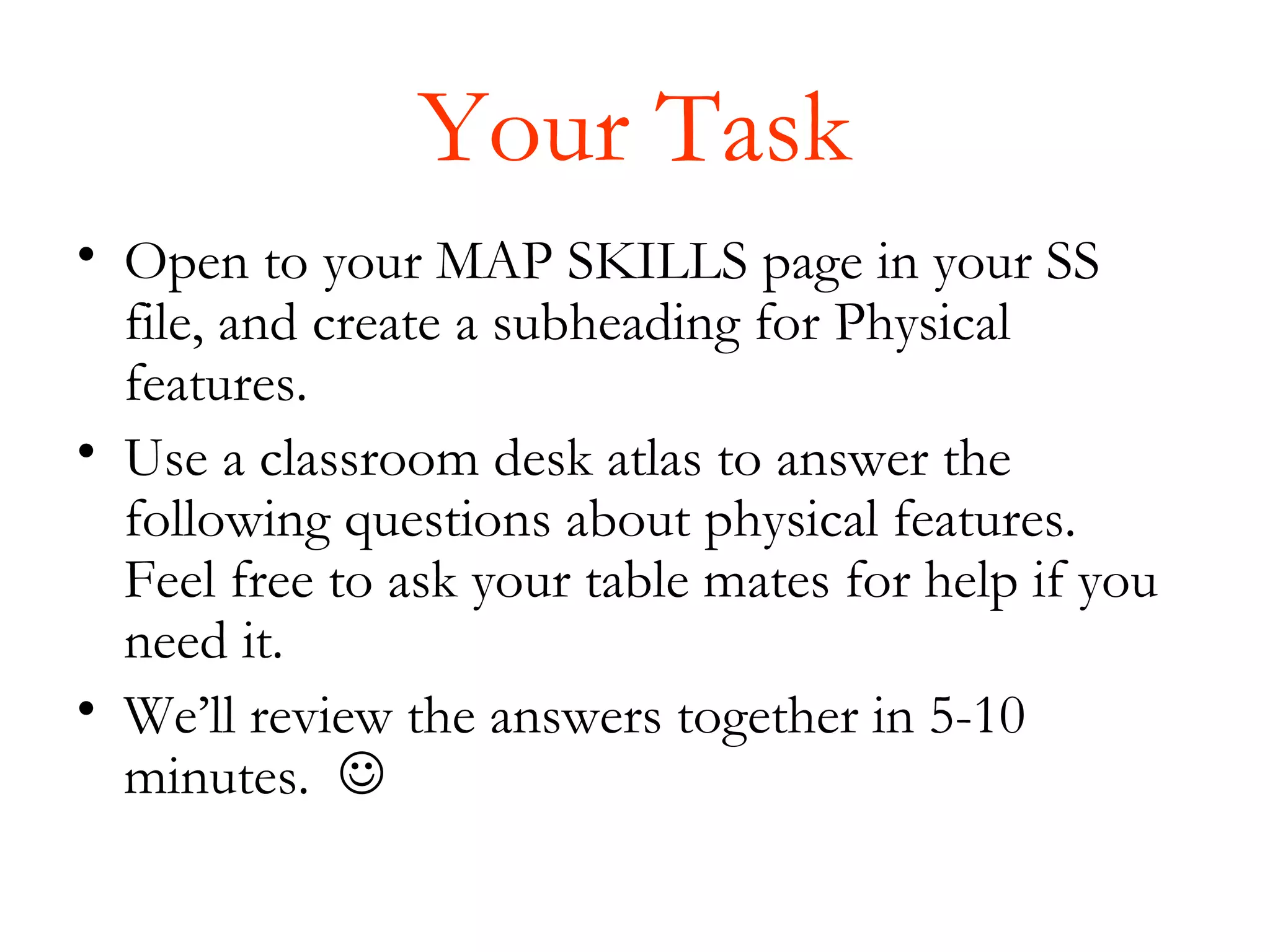 Map skills 3 -Physical Features | PPT