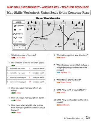 Map Scale Worksheet