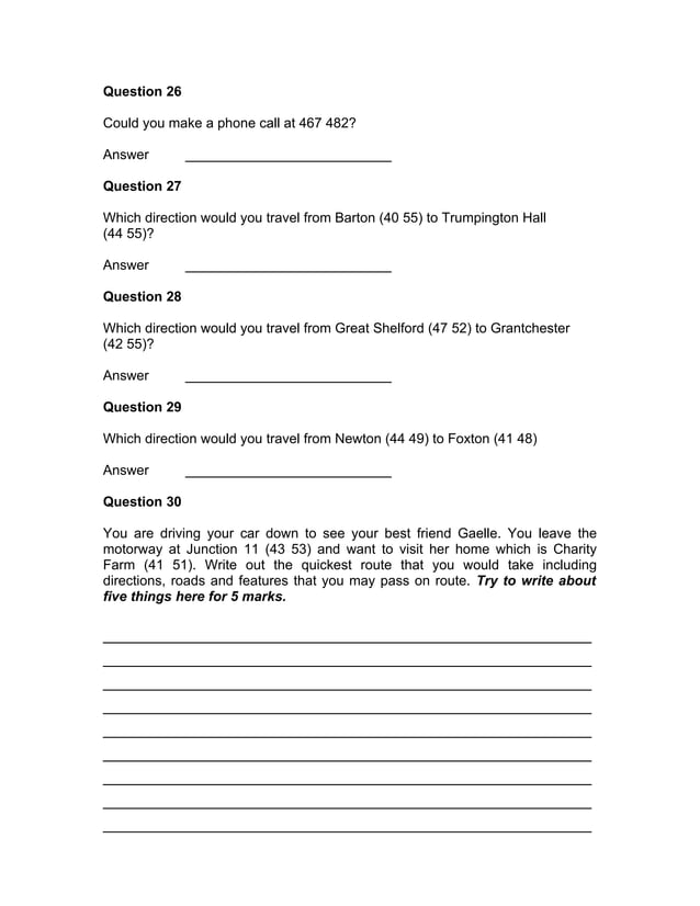 Year 7 Map Skills Test - Geography | DOC | Geography | Science
