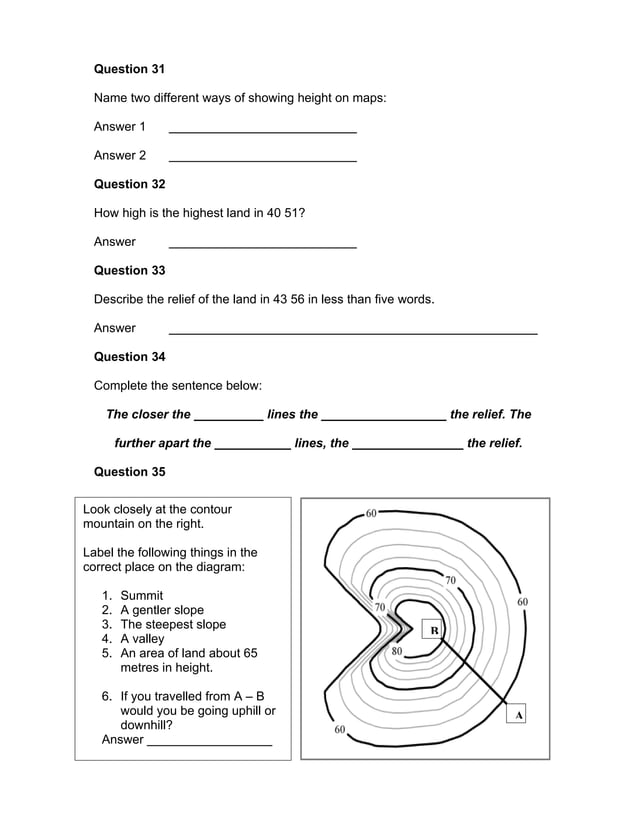 Year 7 Map Skills Test - Geography | DOC | Geography | Science