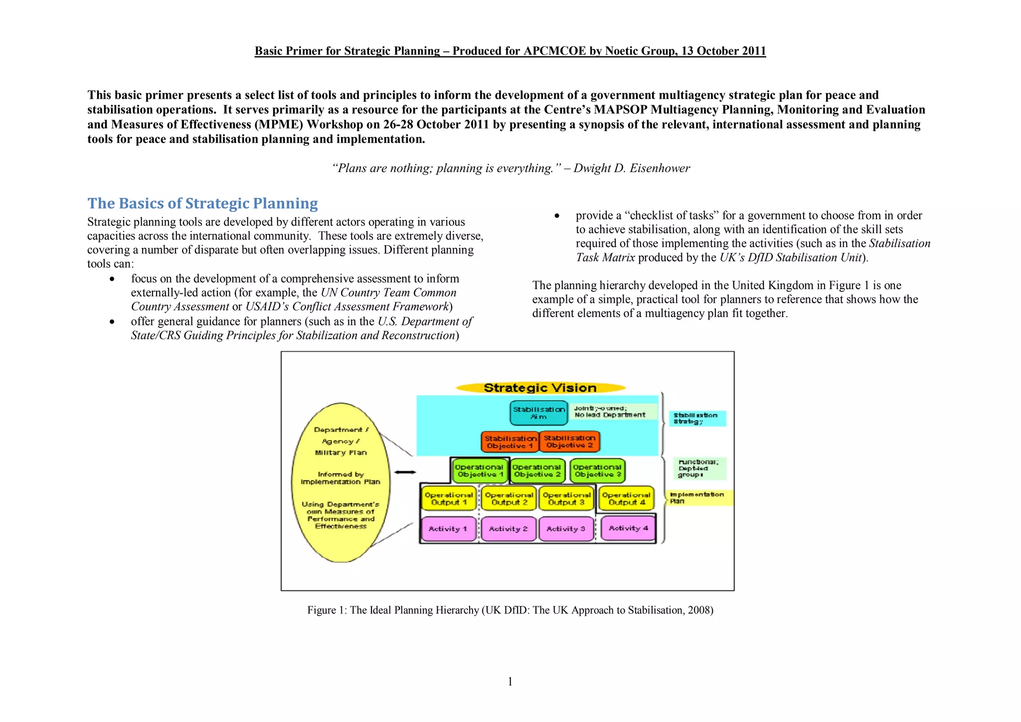 Basic Primer for Strategic Planning | PDF
