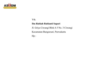 contoh Map surat alamat Sulaeman dan Rabiah | PDF