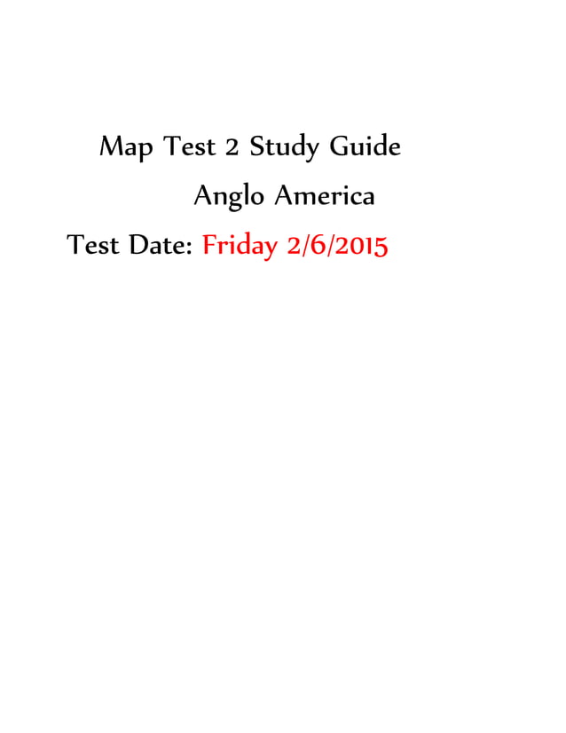 Map test 2 anglo america study guide | PDF