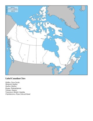 Blank Canada Map Quiz