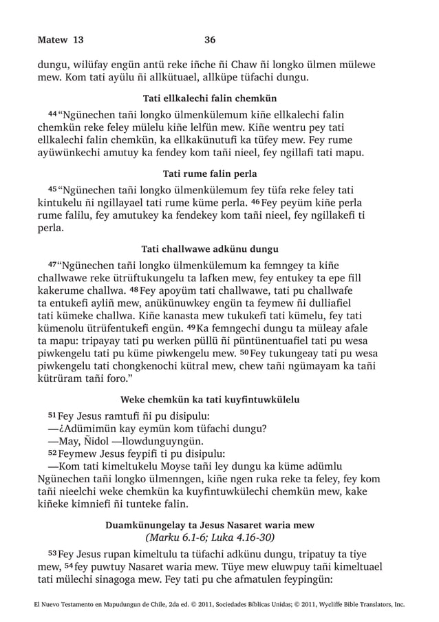 Mapudungun bible new testament | PDF