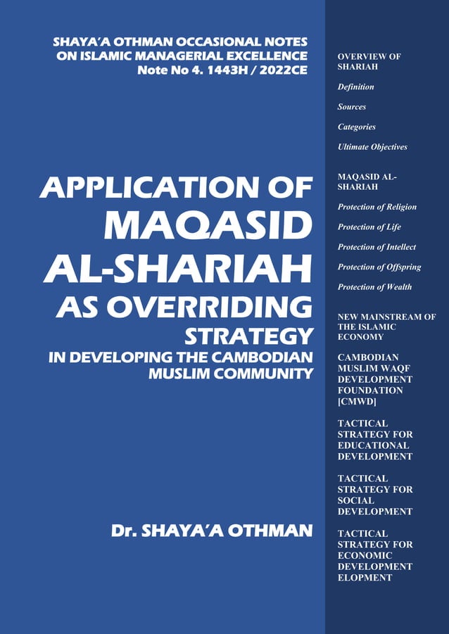 APPLICATION OF MAQASID AL-SHARIAH AS OVERRIDING STRATEGY IN DEVELOPING THE CAMBODIAN MUSLIM ...