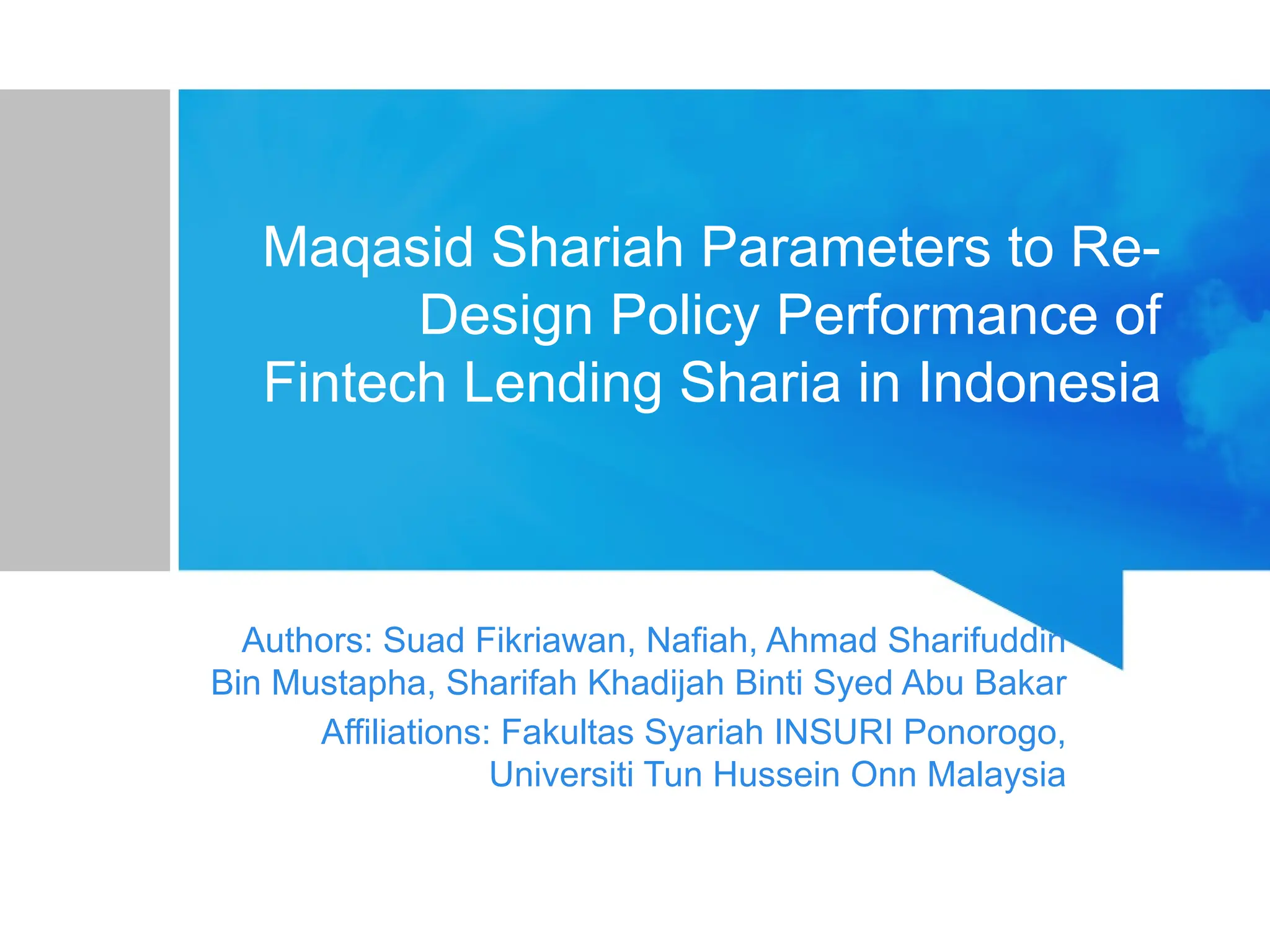 Maqasid sharia Parameters to Redesigning- Suad Fikri .pptx