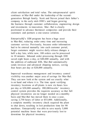 MAR-BAL INCORPORATEDQUARTER OF A MILLION DOLLARS IN SAVING | DOCX