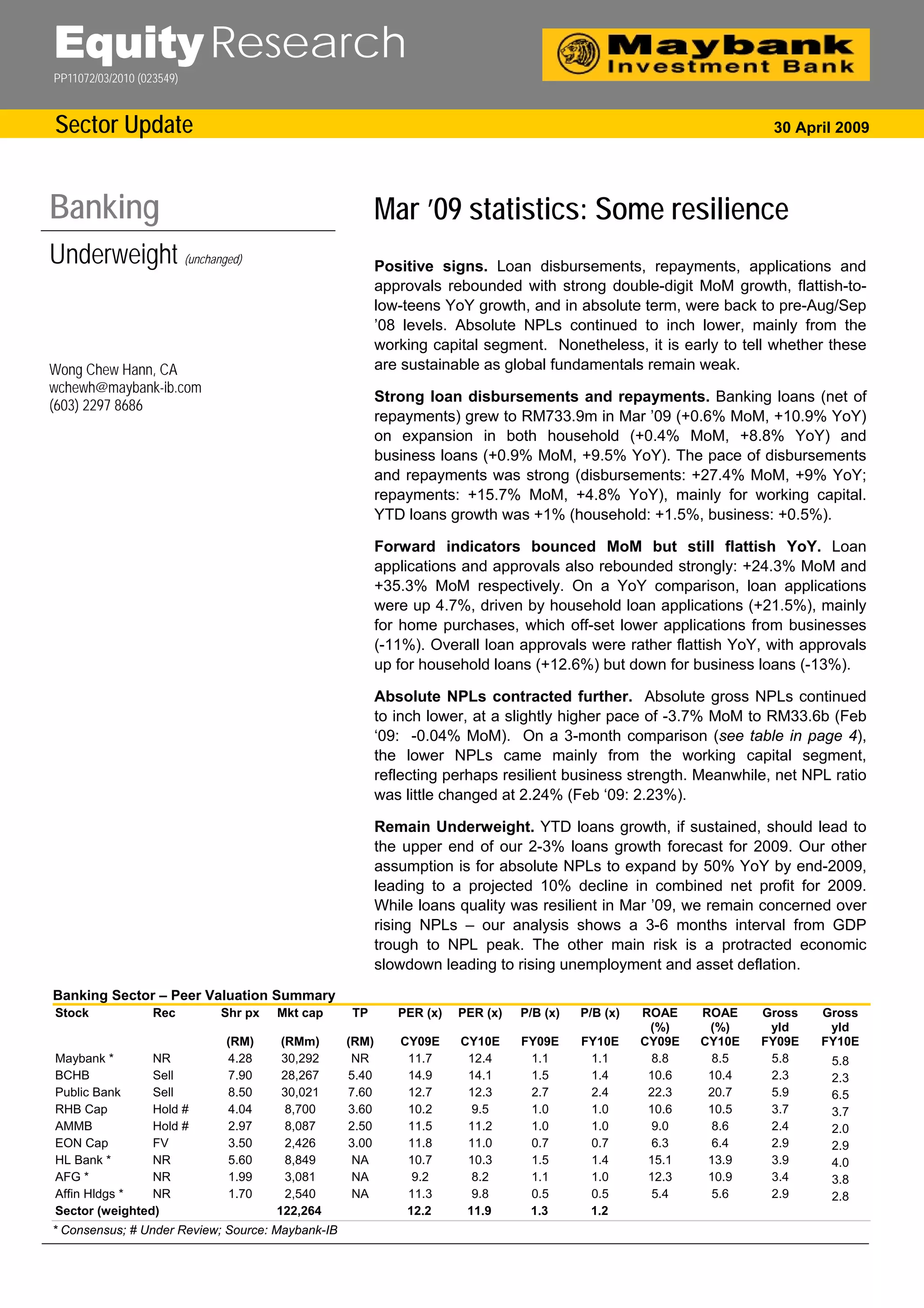 BANKING Mar 09 Statistics Some Resilience | PDF