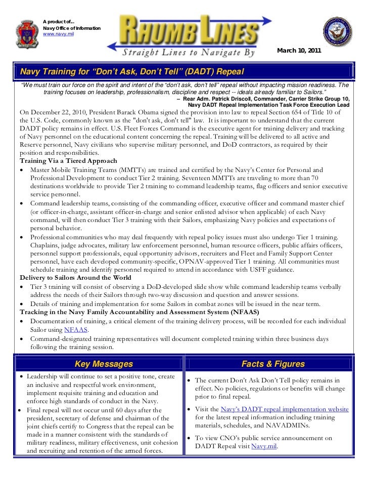 Mar 10 navy training for don't ask, don't tell (dadt) repeal Mar 10 navy training for don't ask, don't tell (dadt) repeal