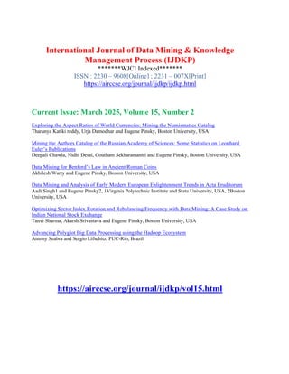 Table of Content - March 2025, Volume 15, Number 2 | PDF